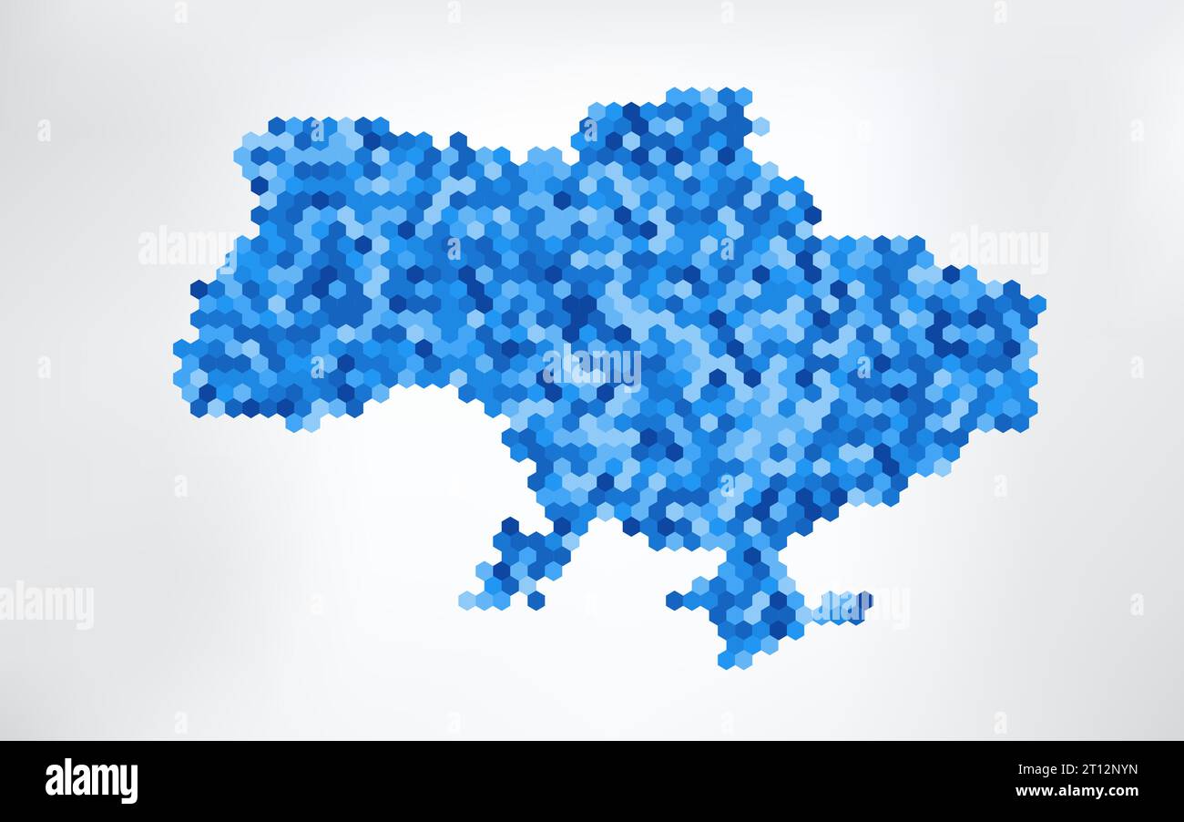 Hexagonal Ukraine map with Crimea. hexagon geometric ukrainian map ...
