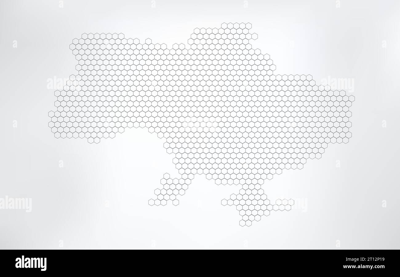 Hexagonal line Ukraine map with Crimea. hexagon geometric ukrainian map ...