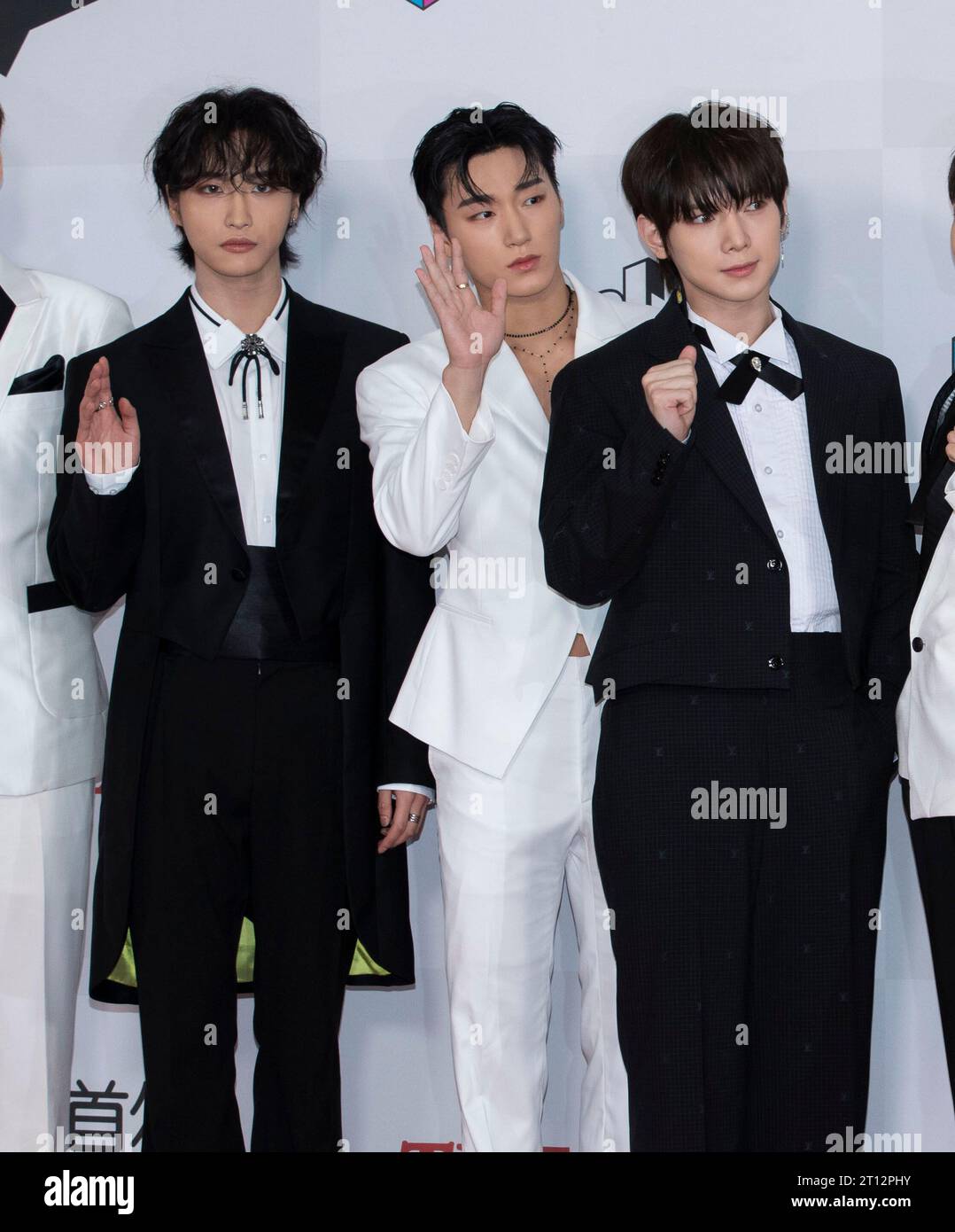 Incheon, South Korea. 10th Oct, 2023. South Korean-Japanese boy band Ateez, attend a red carpet ...