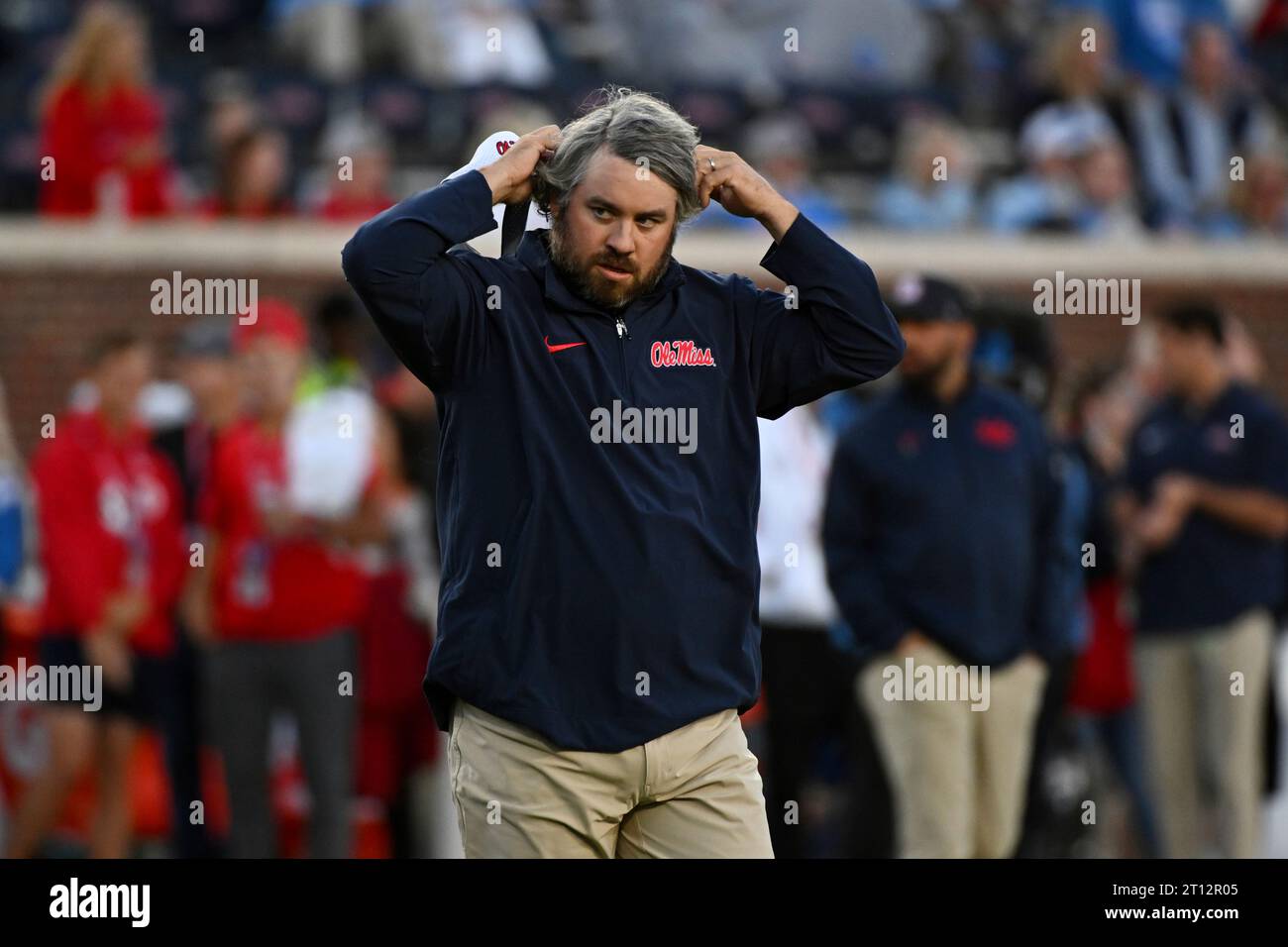 Mississippi defensive coordinator Pete Golding walks across the field ...