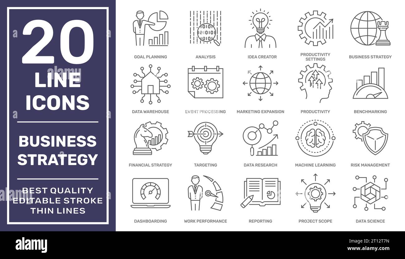 Innovative business solutions related icon set. Innovation team management. The set contains ...