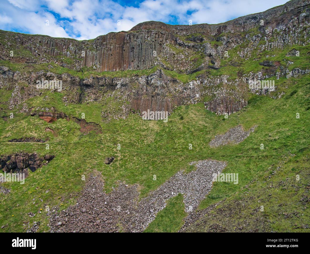Colonnades of columnar jointing in basalt with fallen scree below at ...