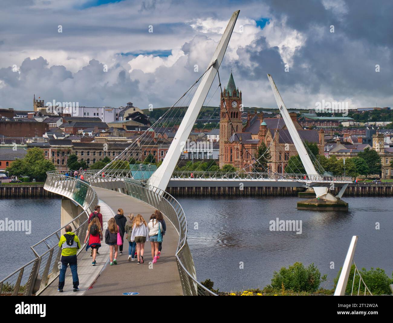 The Peace Bridge across the River Foyle in Derry - Londonderry in ...