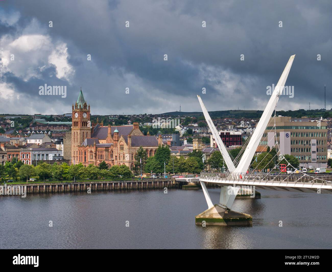The Peace Bridge across the River Foyle in Derry - Londonderry in ...