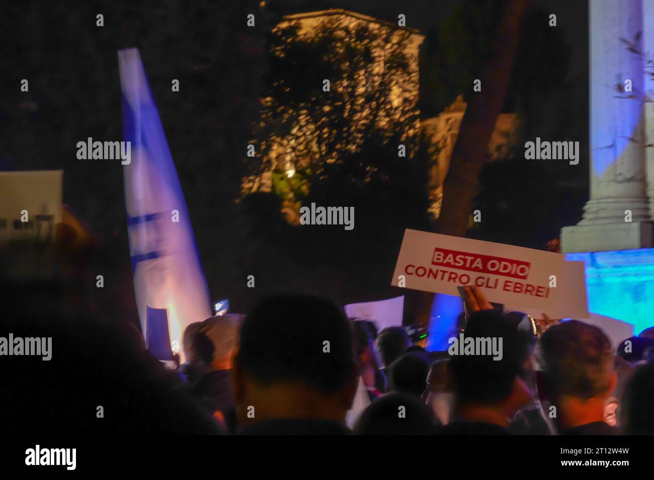 Rome, . 10th Oct, 2023. 10/10/2023 Rome, Flags with the Star of David ...