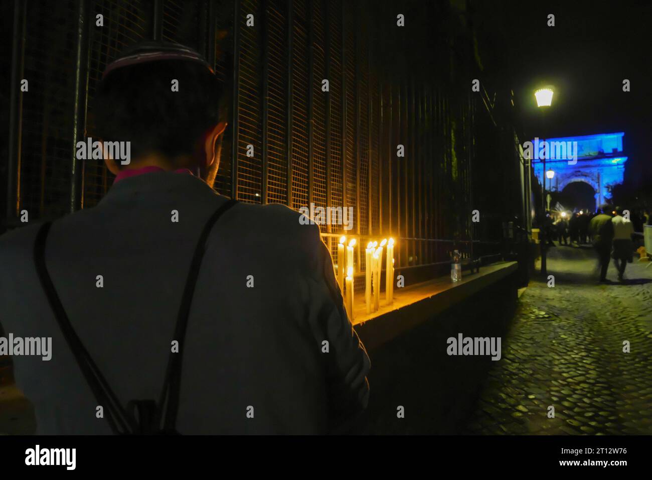 Rome, . 10th Oct, 2023. 10/10/2023 Rome, Flags with the Star of David ...