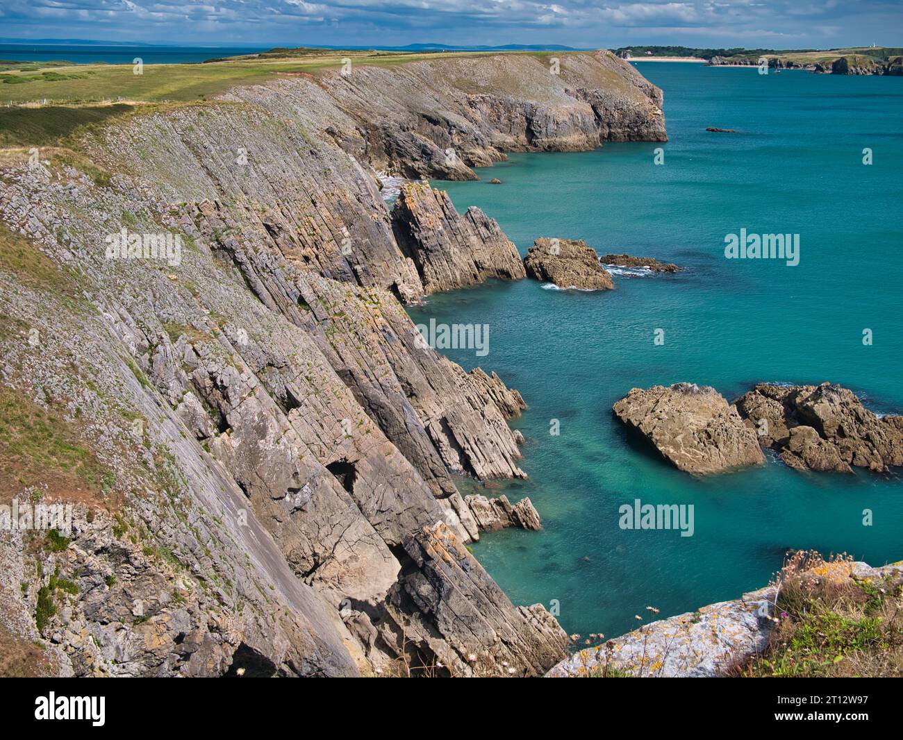 Coastal cliffs near Giltar Point in Pembrokeshire, Wales, UK - the ...