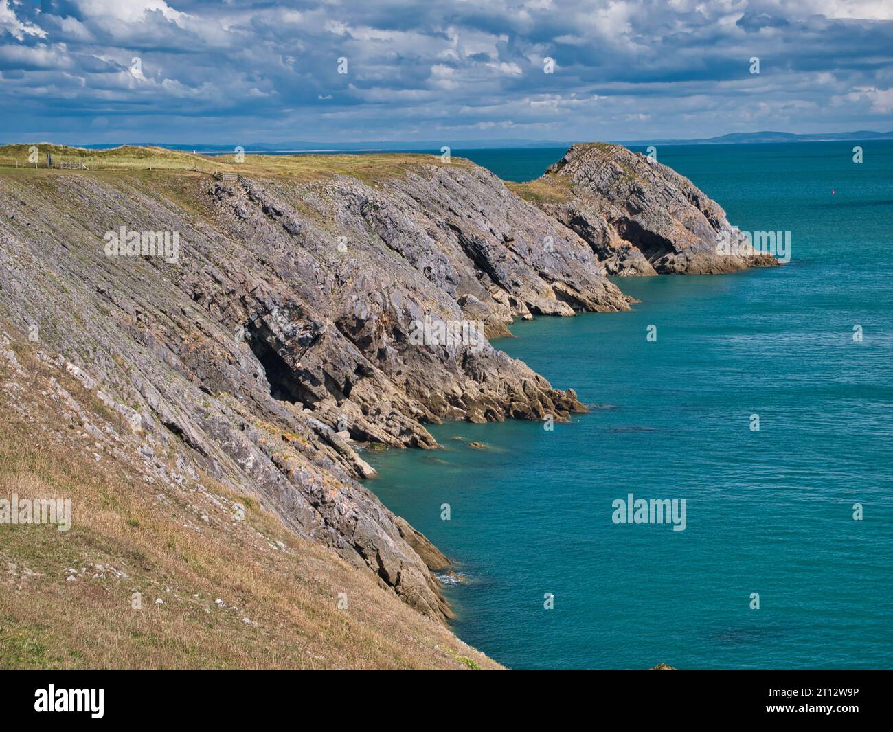 Coastal cliffs near Giltar Point in Pembrokeshire, Wales, UK - the ...