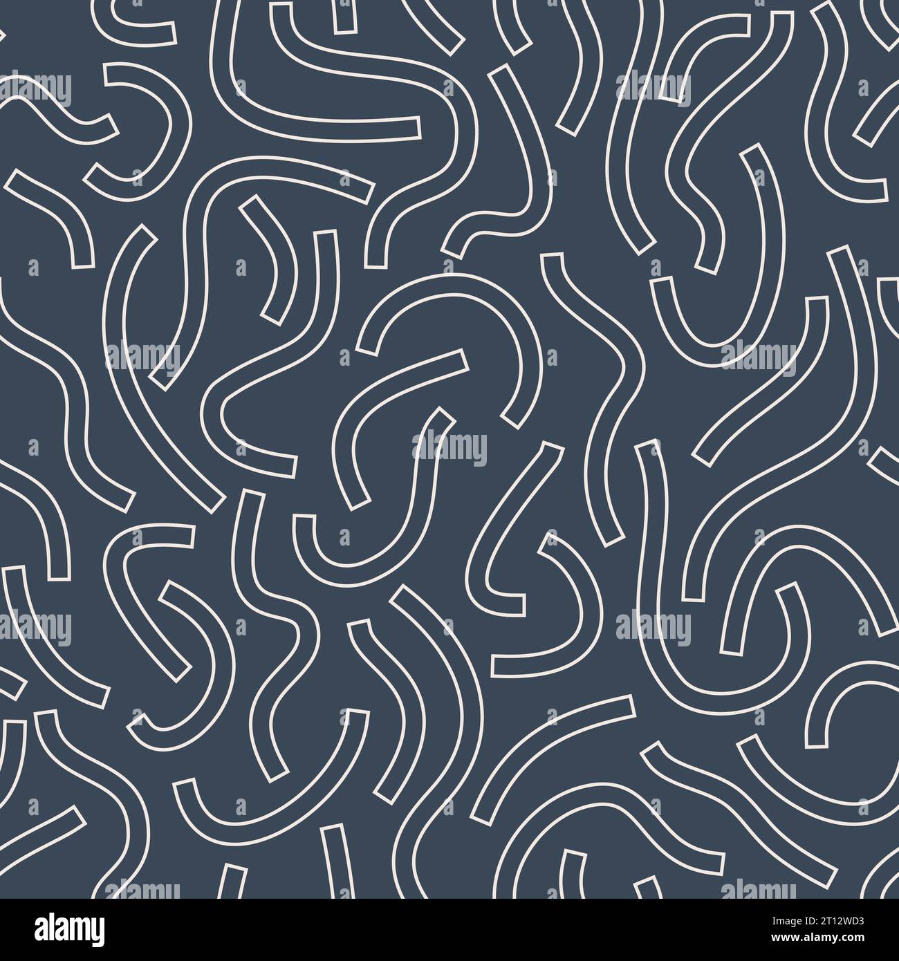 Monochrome geometric seamless pattern. White outline curved lines Stock ...