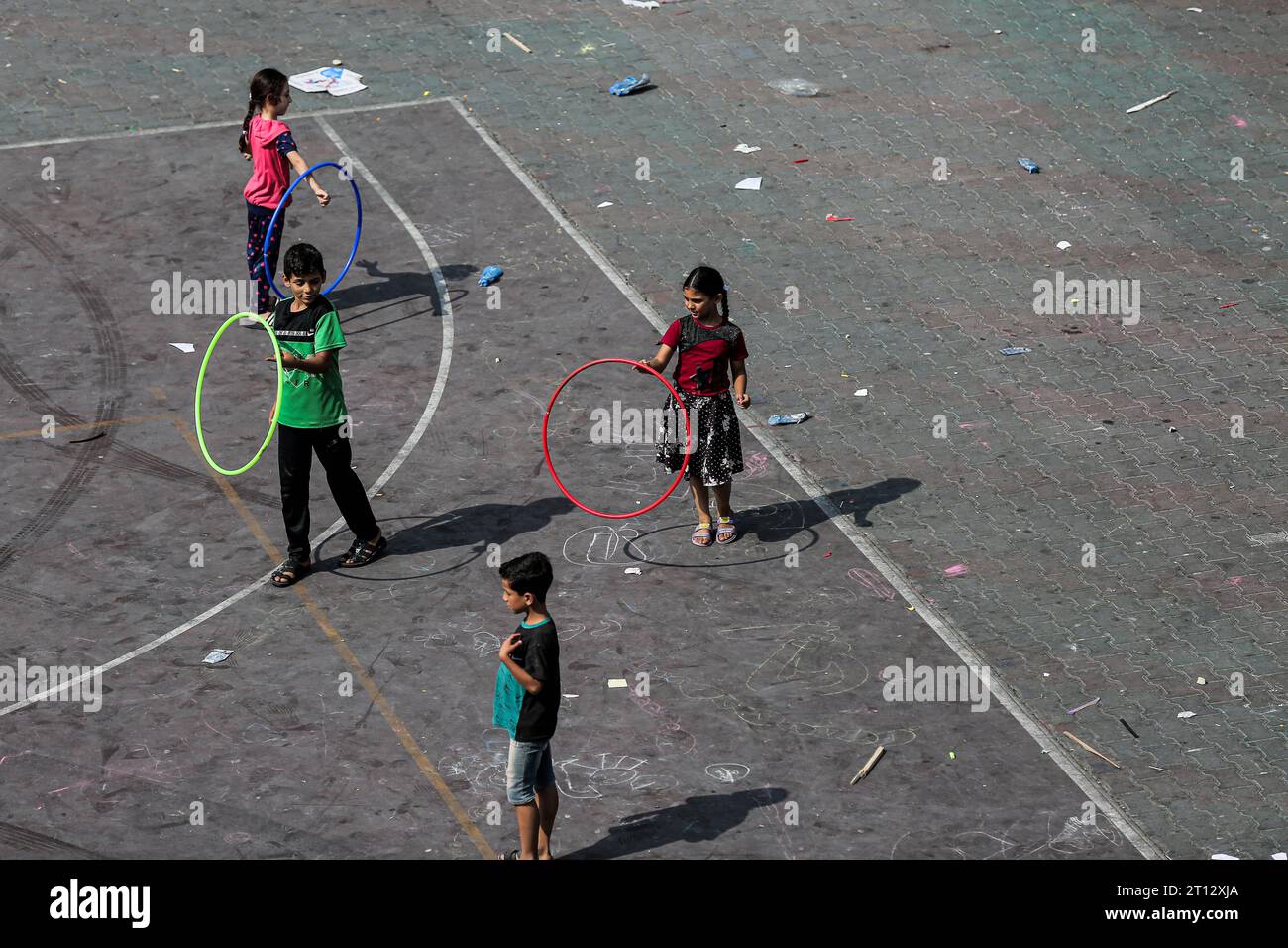 October 8, 2023: Gaza, Palestine. 10 October 2023. Children play ...