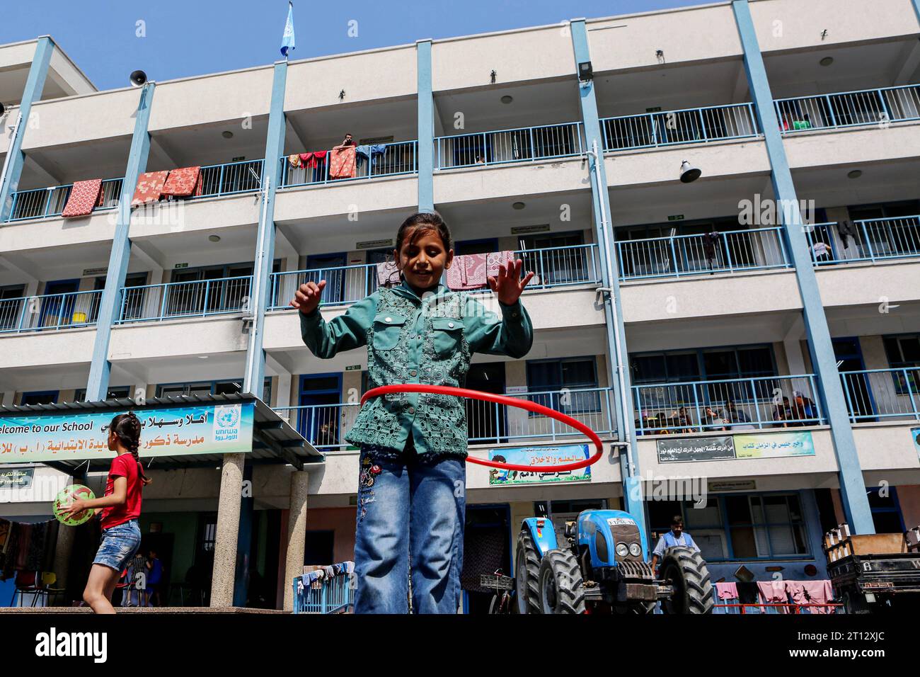 October 8, 2023: Gaza, Palestine. 10 October 2023. Children play ...