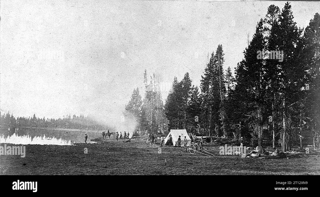Photograph of Yellowstone. 1871, by William Henry Jackson. Camp on ...