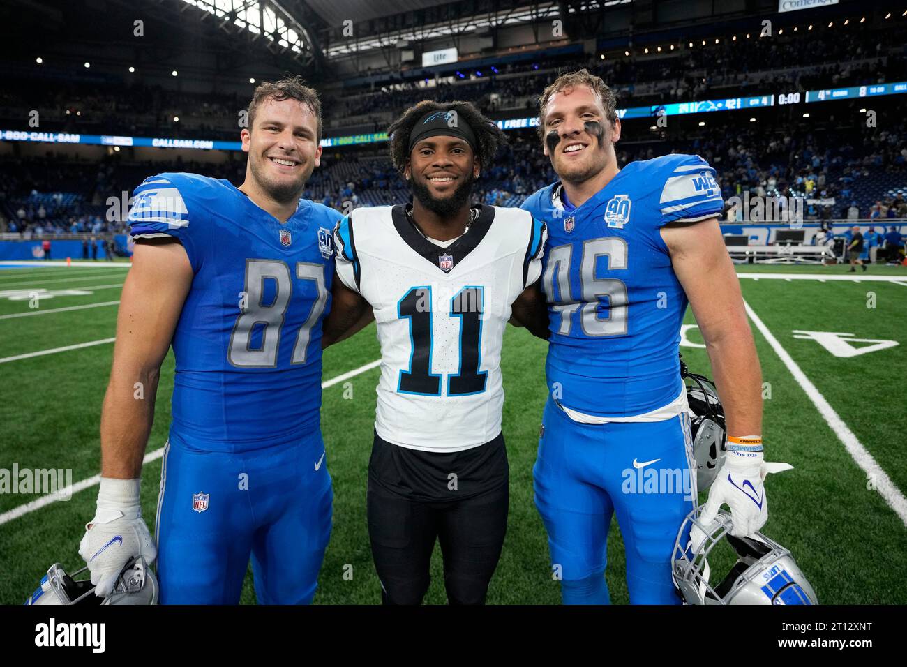 Detroit Lions tight end Sam LaPorta (87), Carolina Panthers wide ...