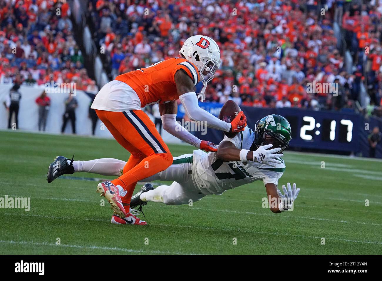 Denver Broncos cornerback Pat Surtain II (2) intercepts a pass against ...