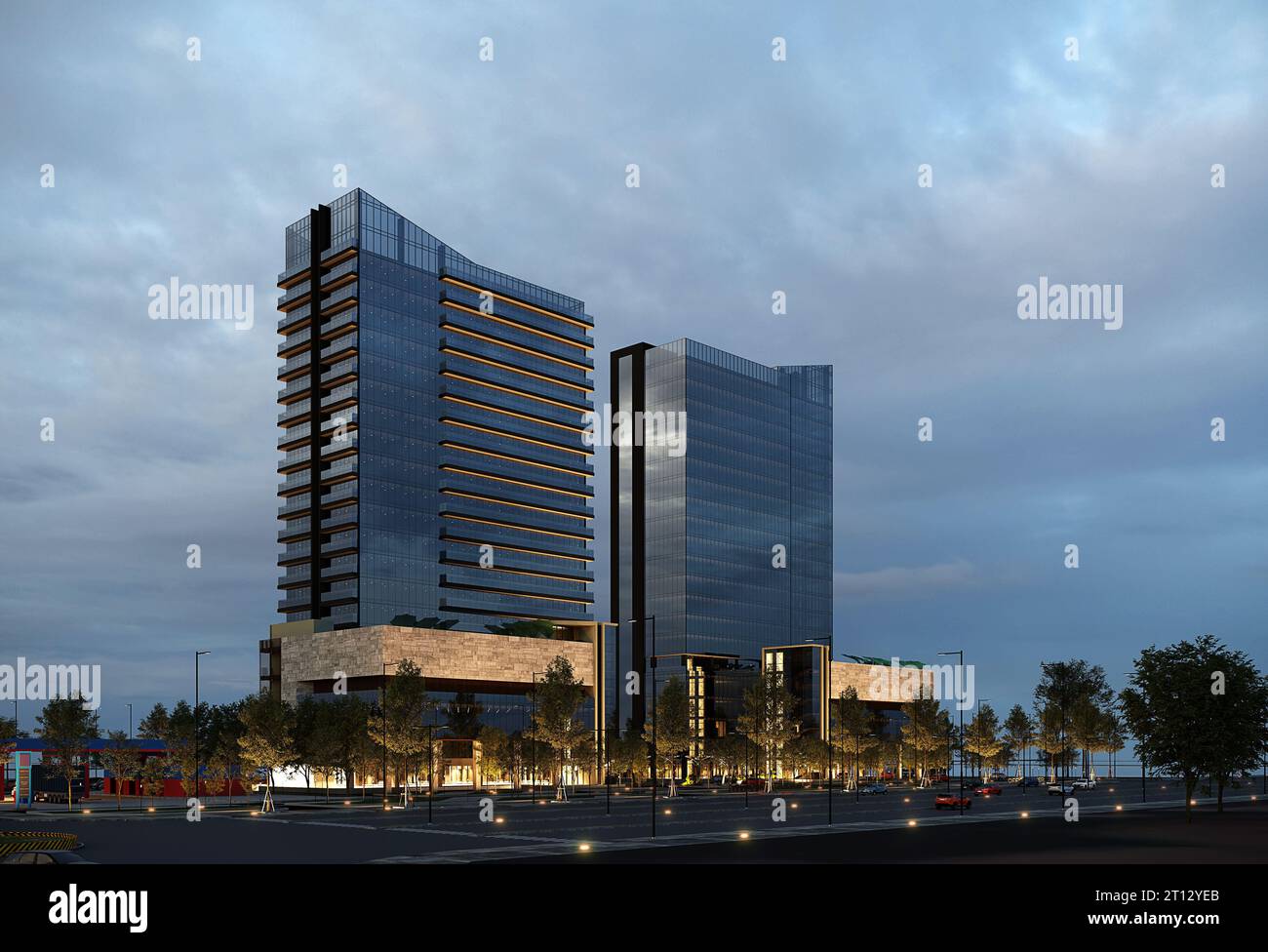 luxury building exterior, 3d rendering Stock Photo - Alamy