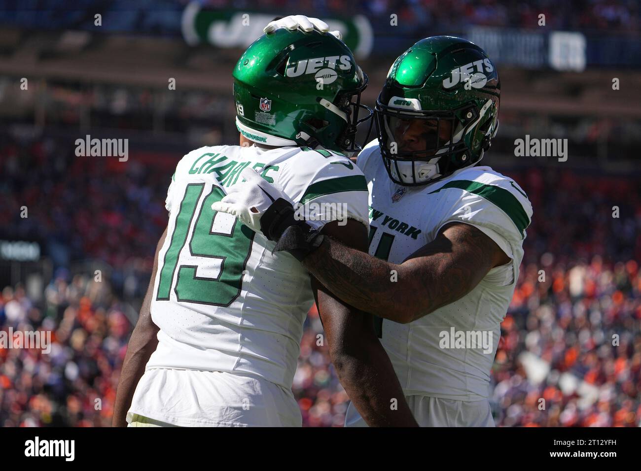 New York Jets wide receiver Irvin Charles (19) celebrates with team ...