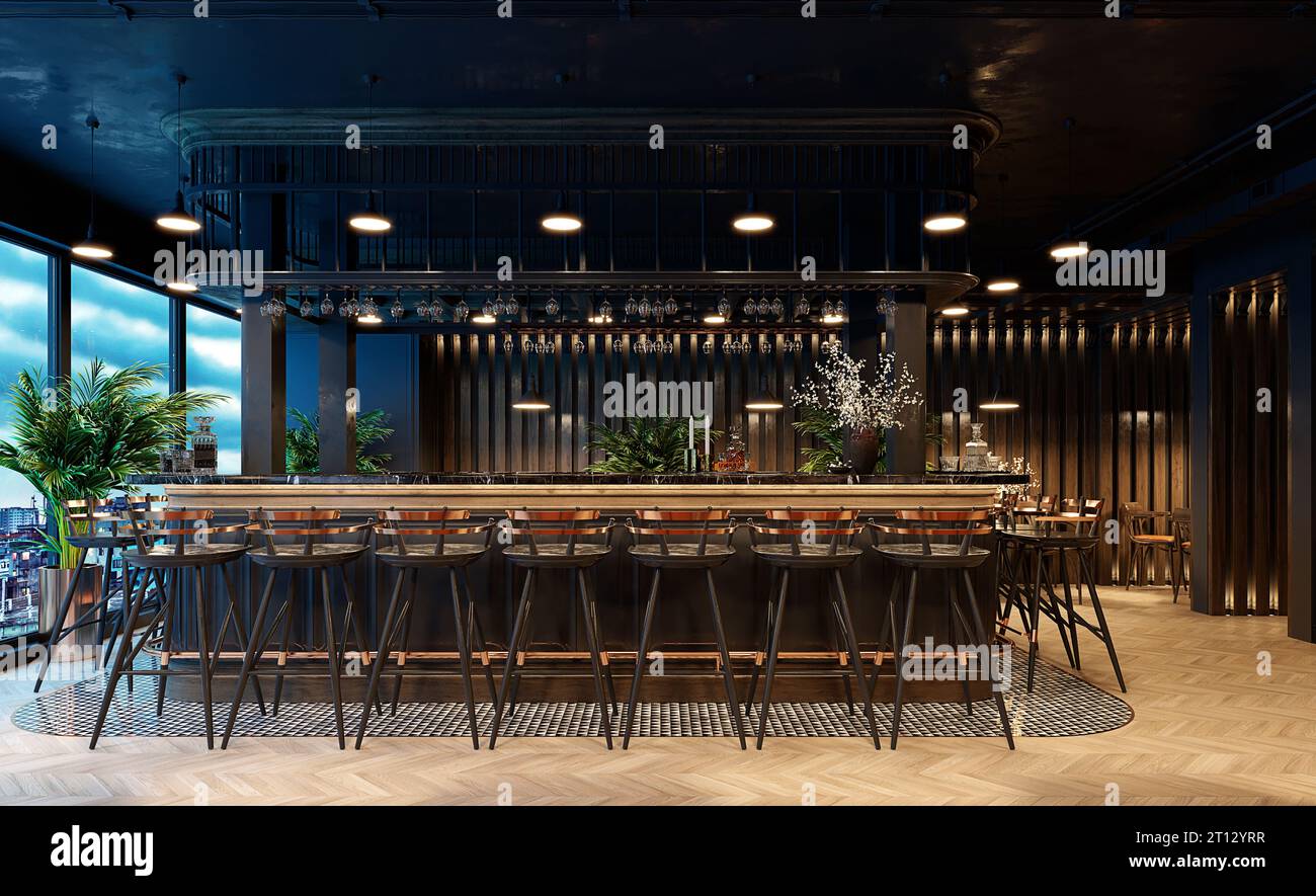 3d render of cafe restaurant interior Stock Photo - Alamy