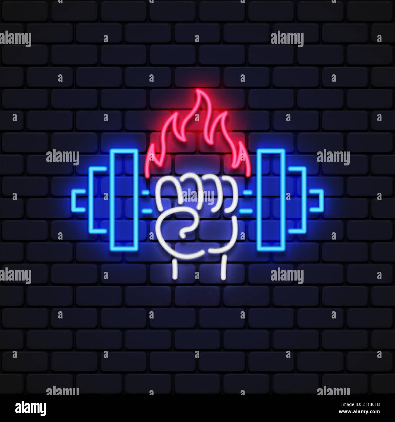 Abstract gym hand neon for flyer design. Vector illustration Stock ...