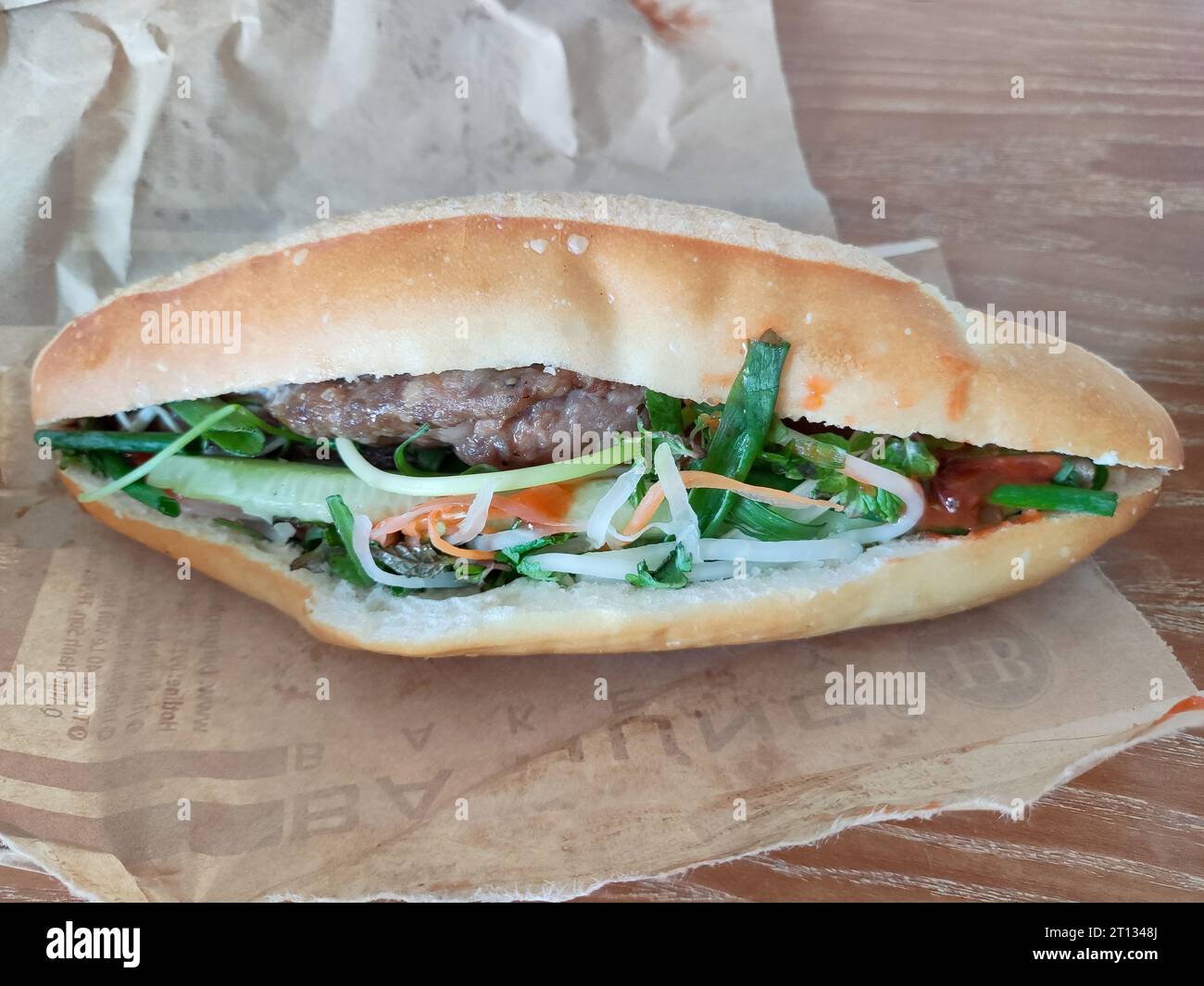 bread with beef and vegetables on the table for eating Stock Photo - Alamy