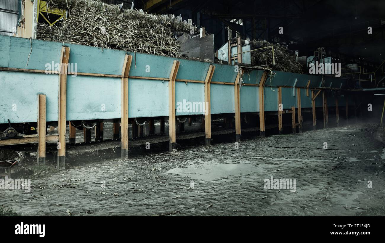 Haunted factory building in the night. Scary Halloween background ...