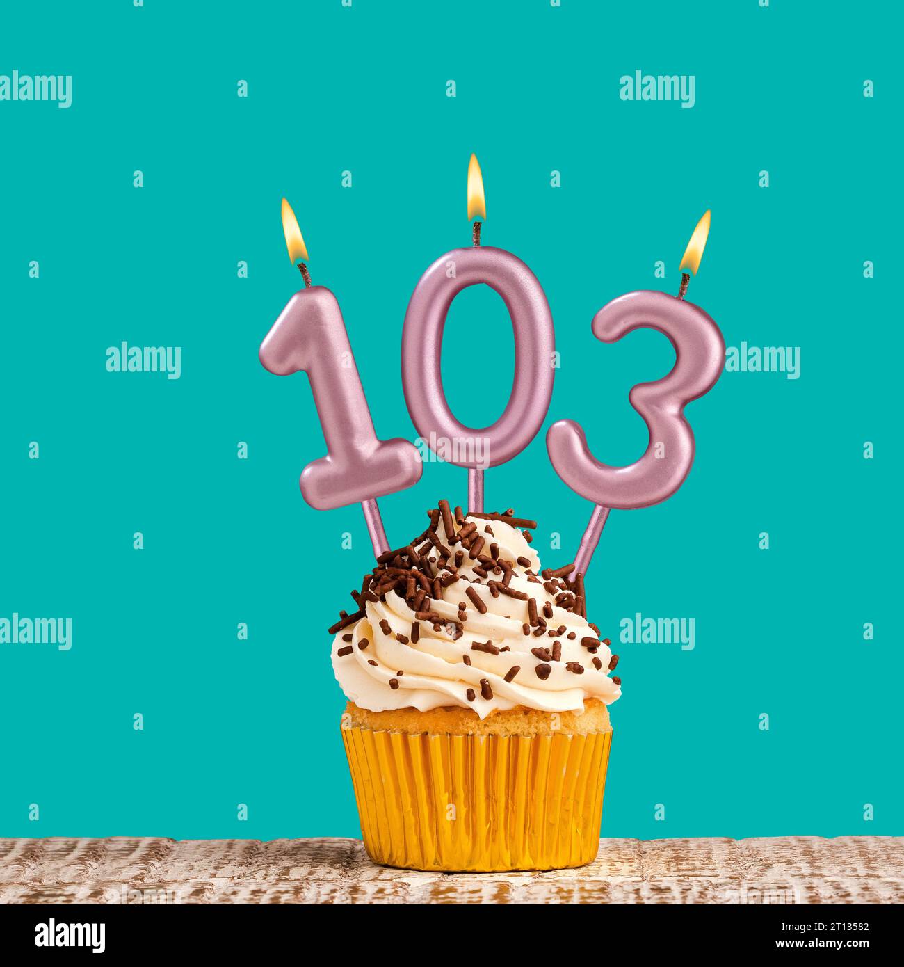 Birthday candle number 103 - Aquamarine card design Stock Photo - Alamy