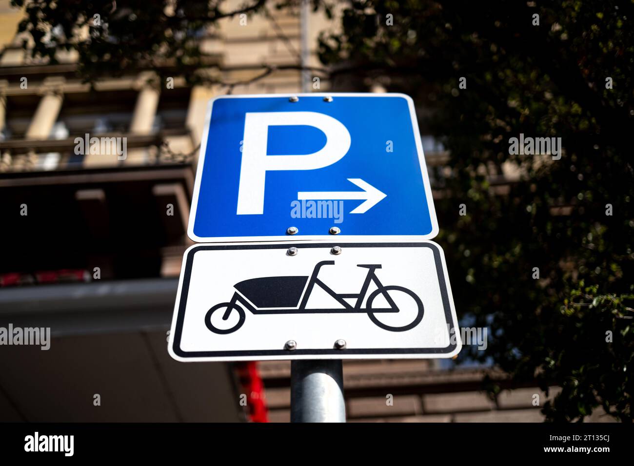 a german Cargo bike parking sign Stock Photo - Alamy