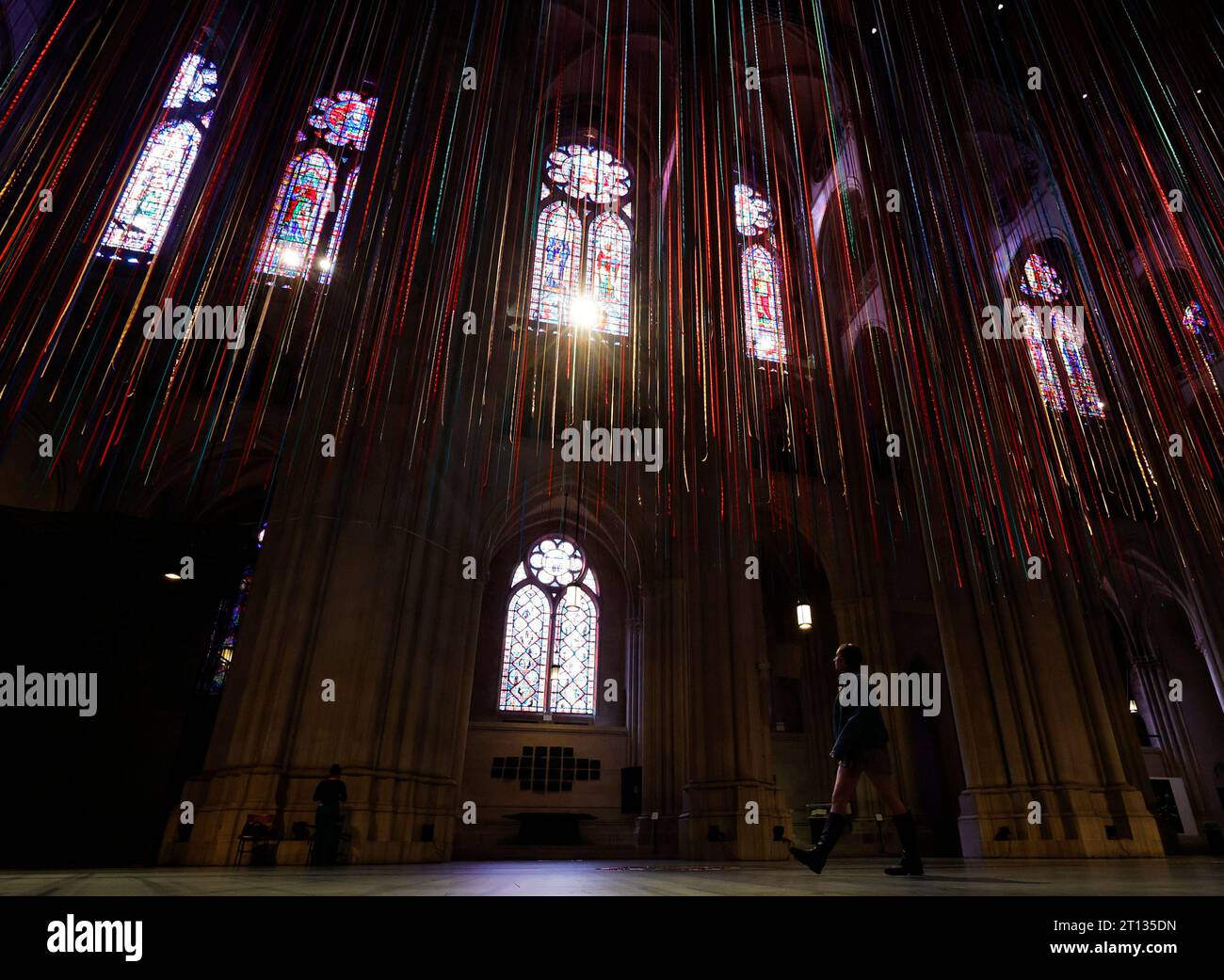 New York City, United States. 10th Oct, 2023. People enjoy an art ...