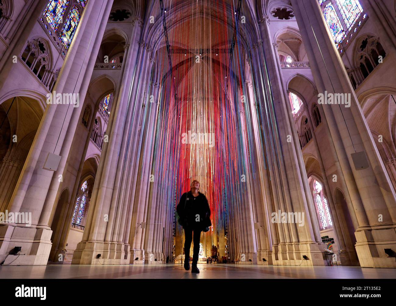 New York City, United States. 10th Oct, 2023. People enjoy an art ...