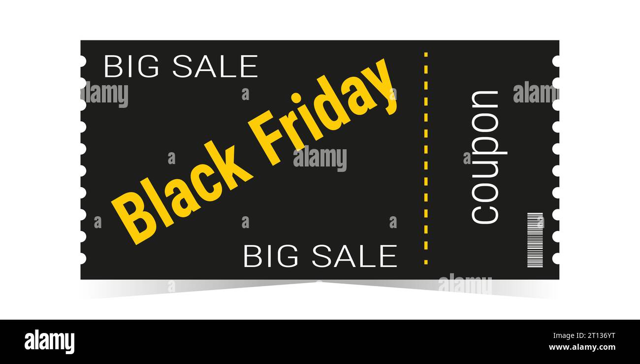 Black Friday sale ticket coupon template layout. Advantageous offer ...
