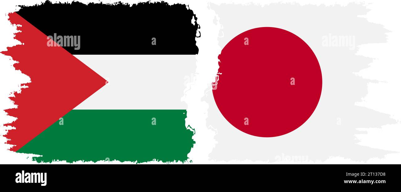 Japan and Palestine grunge flags connection, vector Stock Vector Image ...