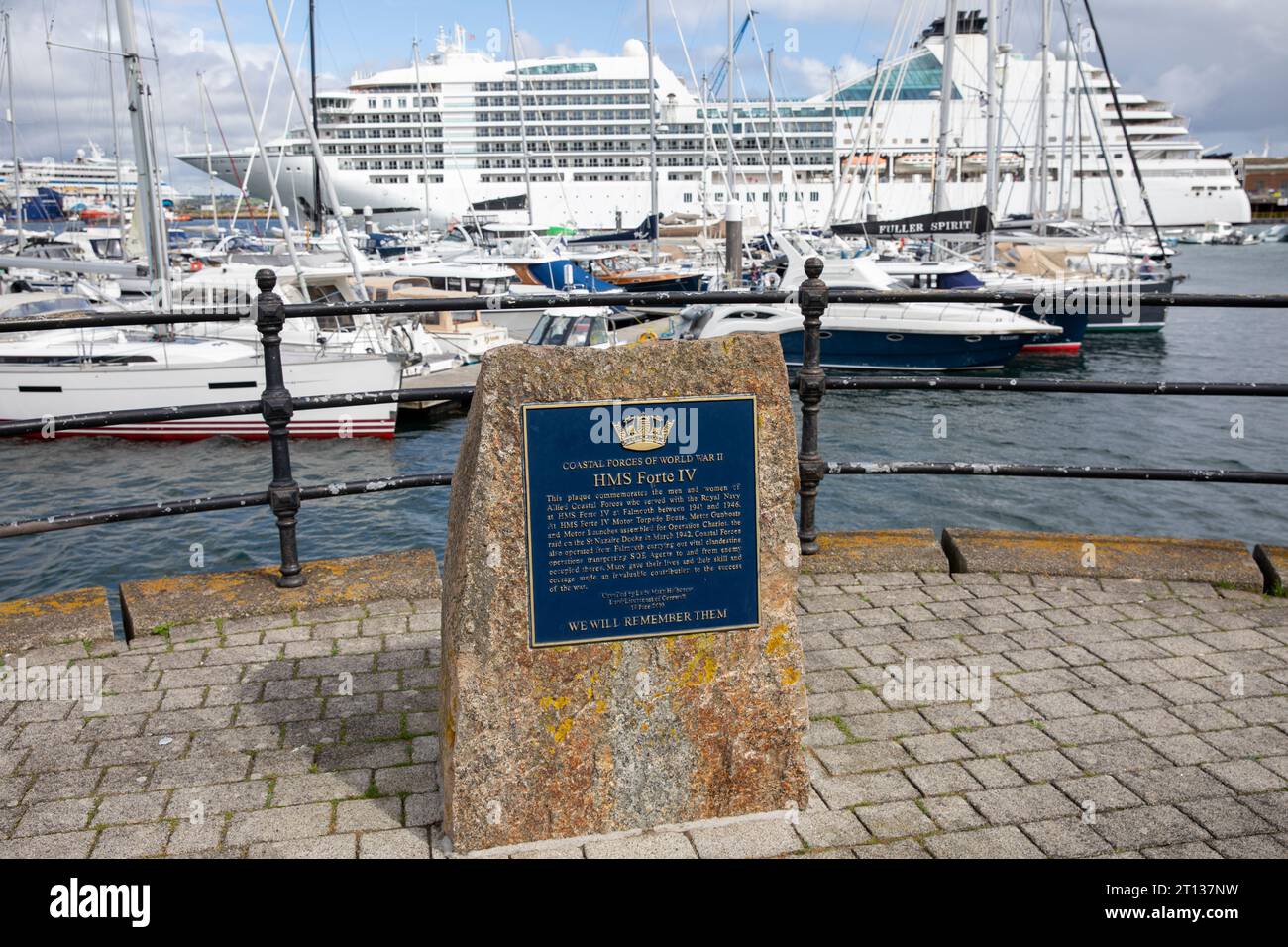 Sept 2023, Falmouth Cornwall, Plaque memorial to the coastal forces of ...