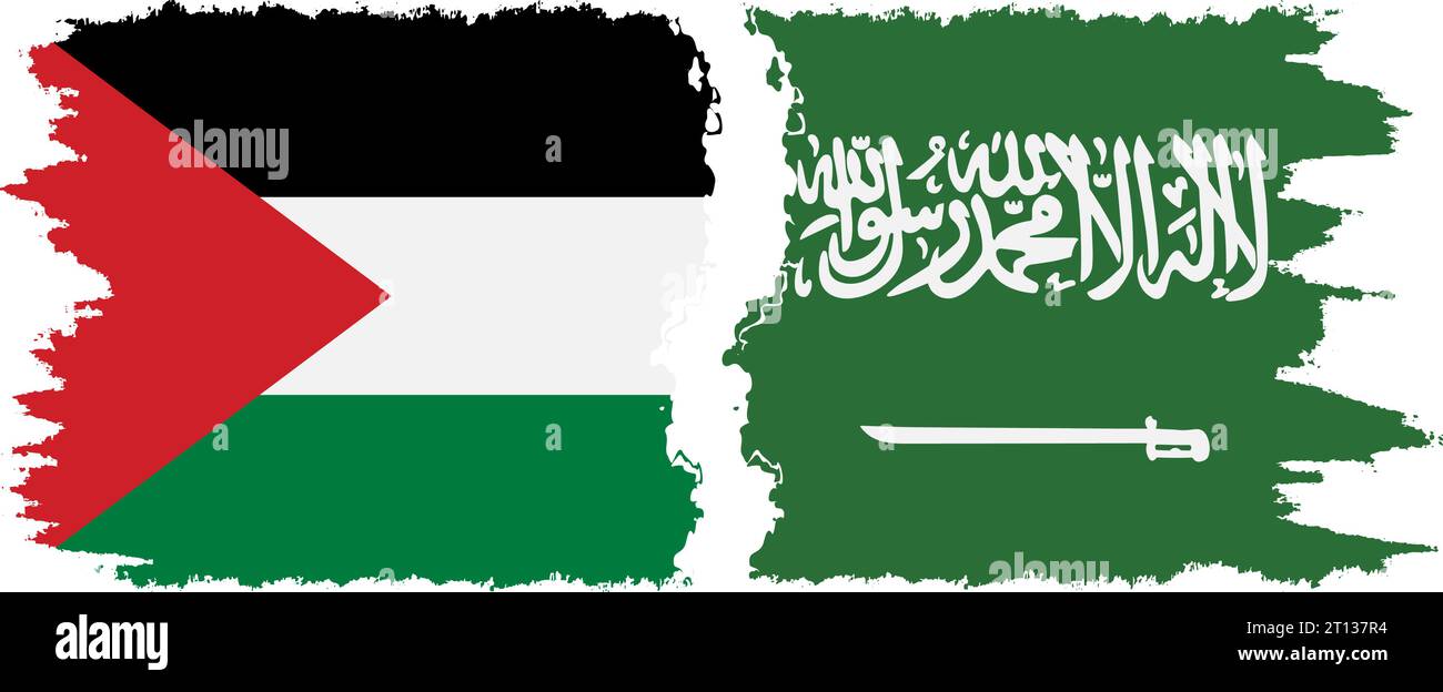 Saudi Arabia and Palestine grunge flags connection, vector Stock Vector ...
