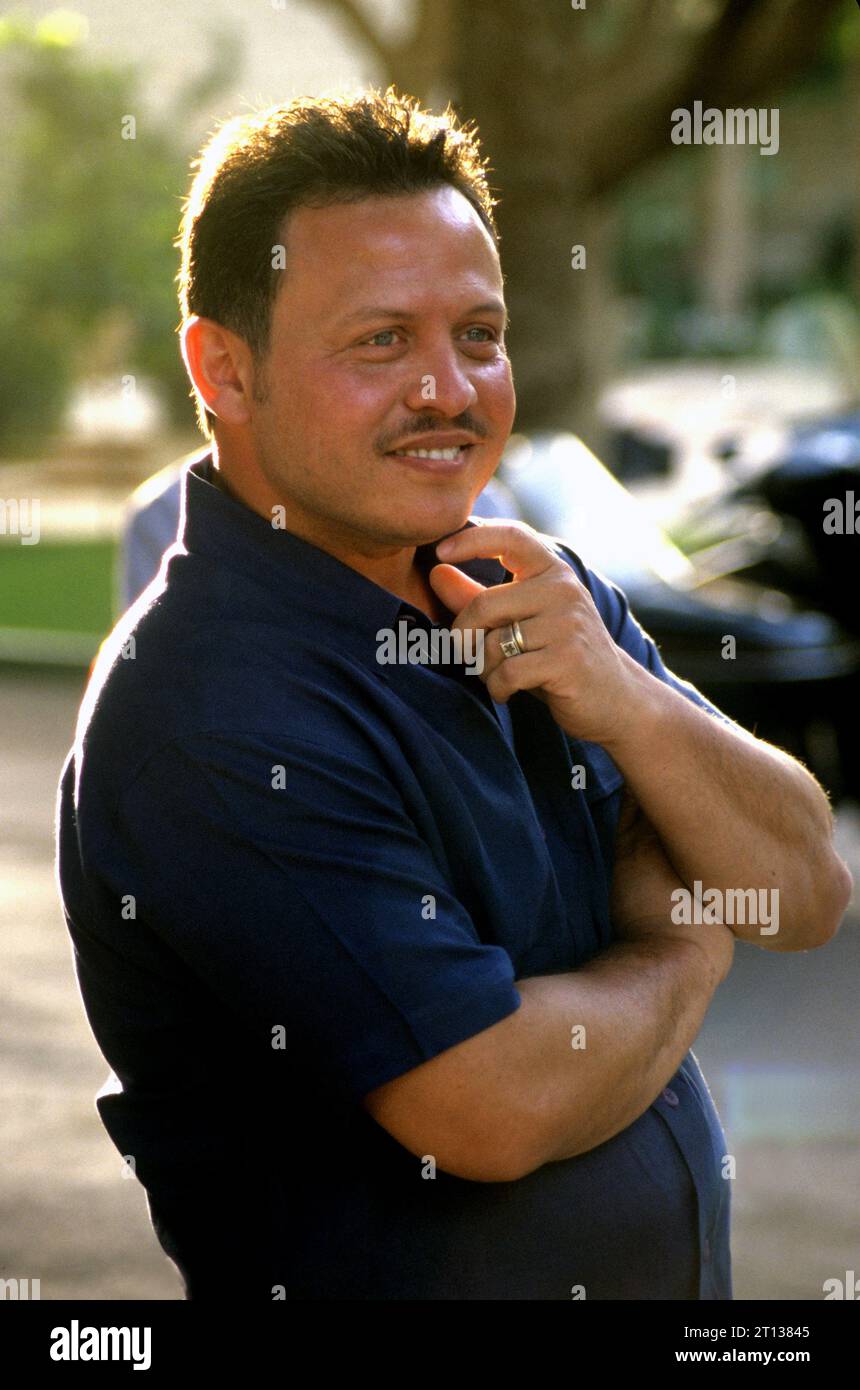 King Abdullah II of Jordan outside his summer home in Aqaba, Jordan ...