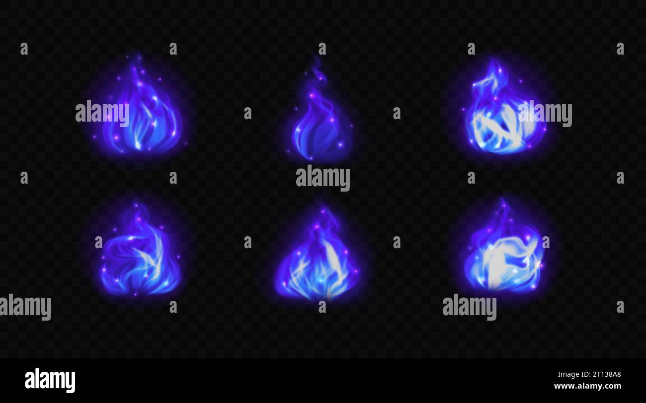 Blue magic fire isolated on transparent background Stock Vector Image ...