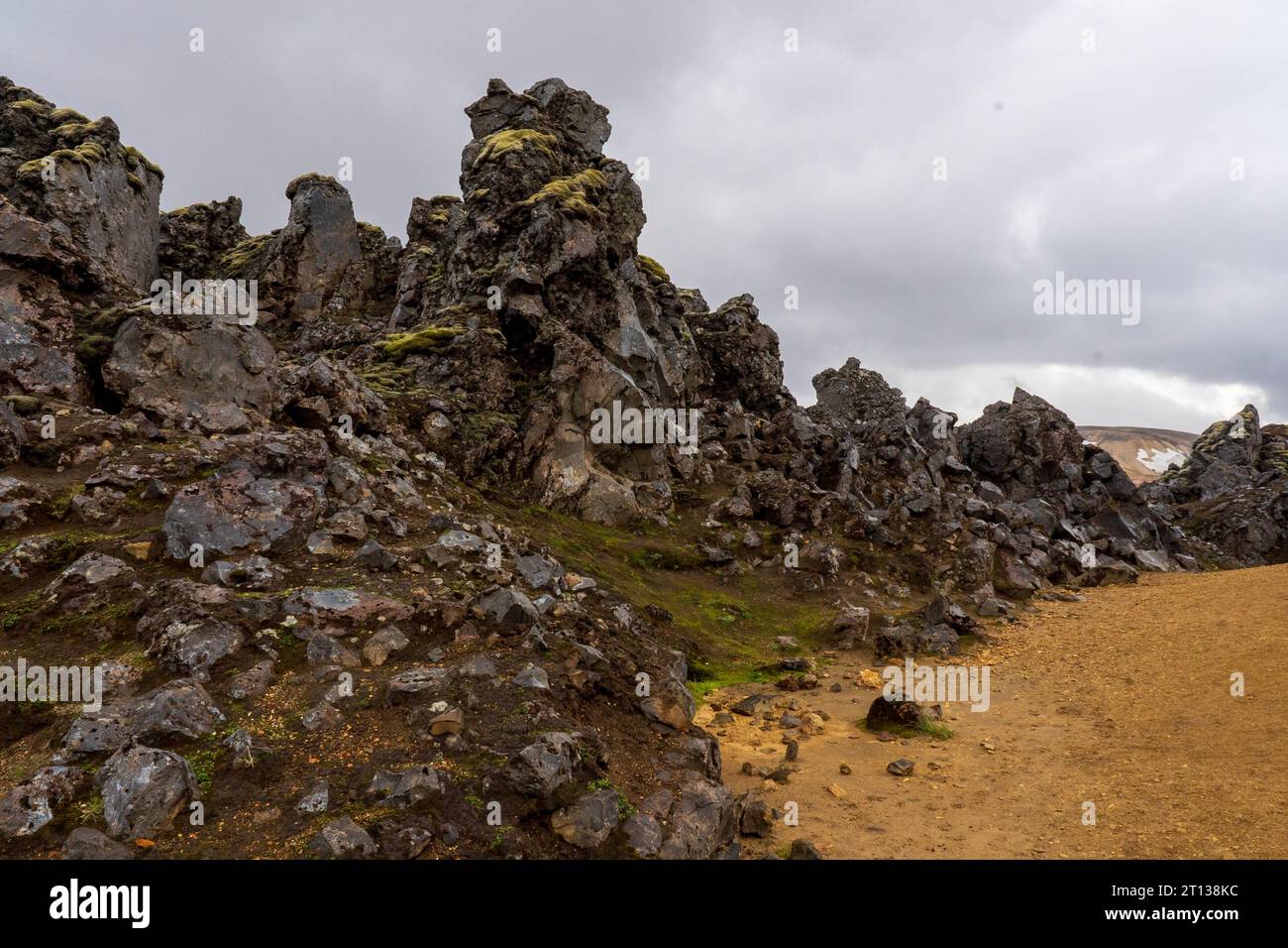 Laugarhaun lava field, hiking to the summer of Mt. Brennisteinsalda in ...