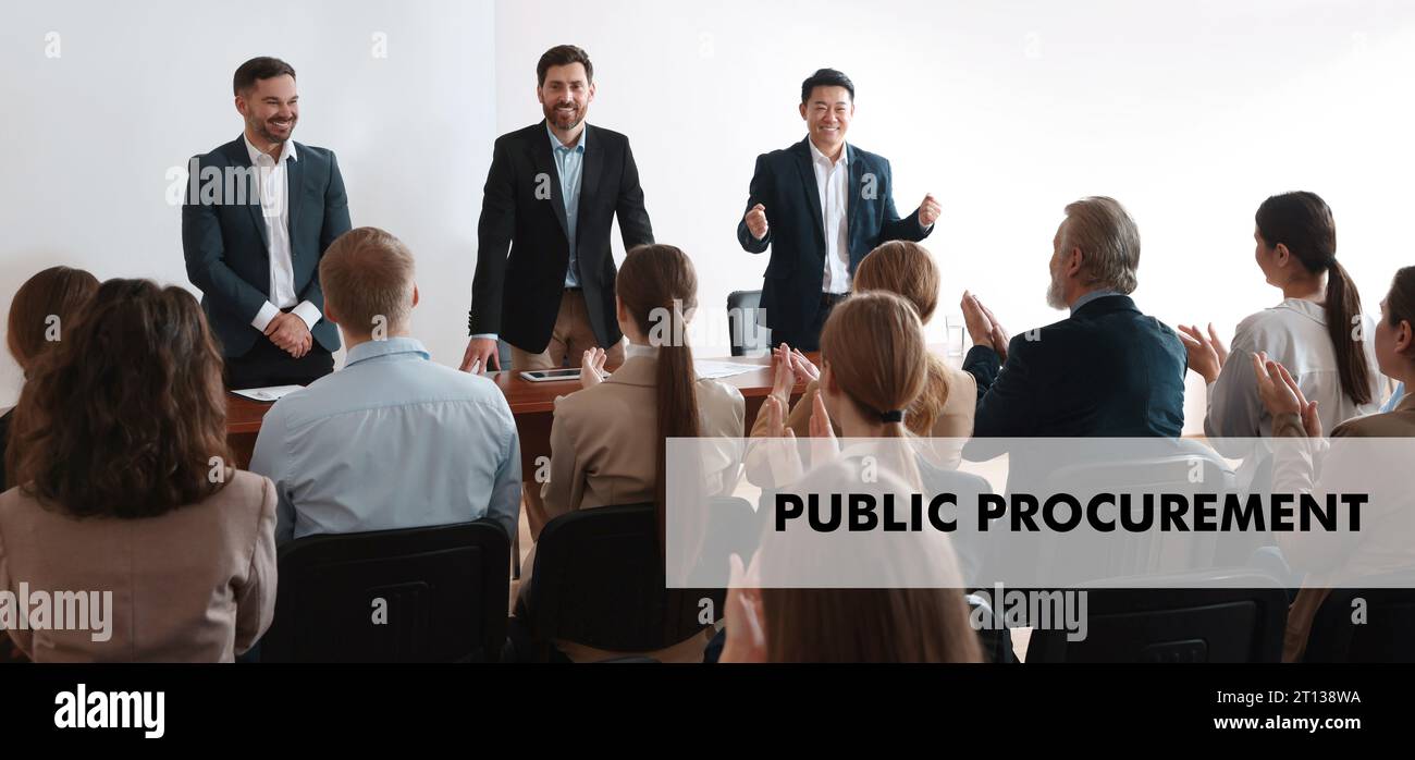 Public procurement. People in meeting room, banner design Stock Photo ...