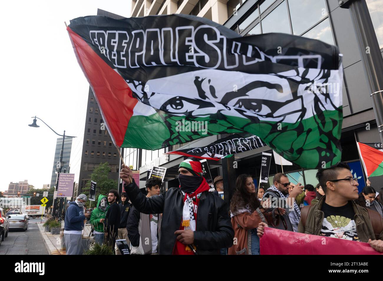 Newark, New Jersey, USA. 10th Oct, 2023. Demonstrators are shown during ...