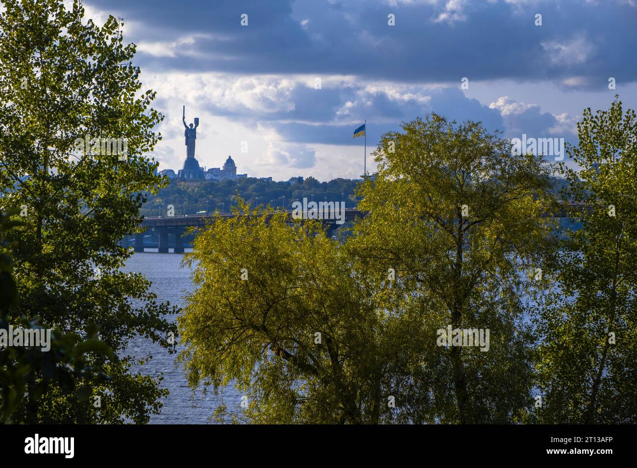 A beautiful view of the city of Kyiv, Ukraine, with the iconic ...