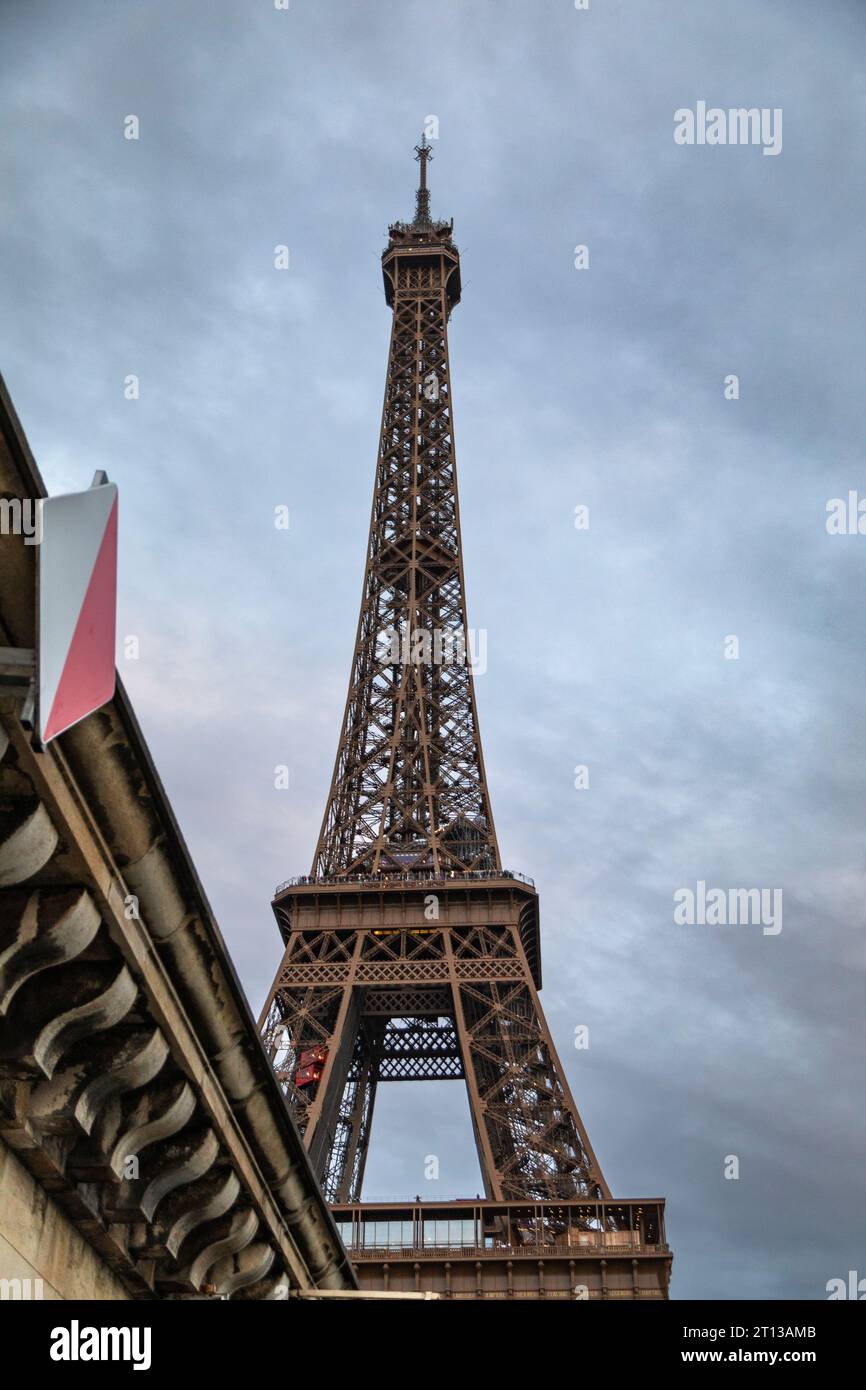 Eiffel Tower and Pont d'lena bridge seen from the Seine River, Paris ...