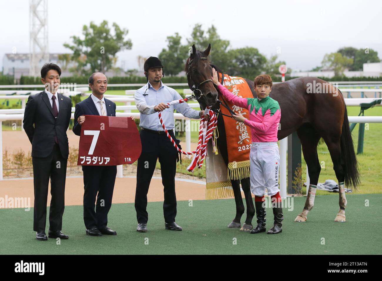 Kyoto, Japan. 9th Oct, 2023. Pradaria, jockey Kenichi Ikezoe and ...