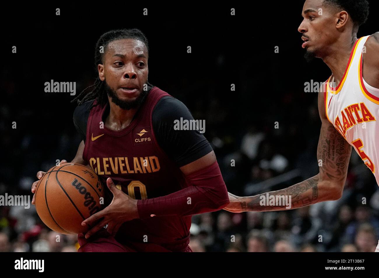 Cleveland Cavaliers guard Darius Garland (10) works against Atlanta ...