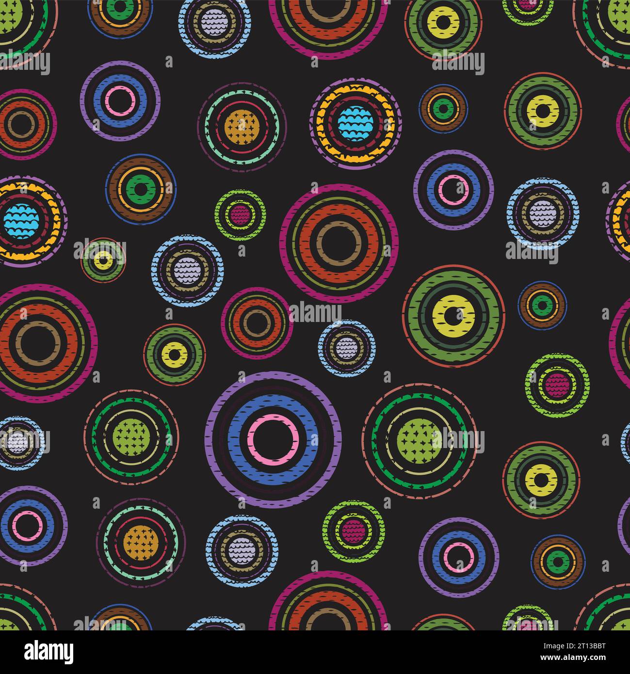 circles rough colorful black seamless pattern vector Stock Vector Image ...