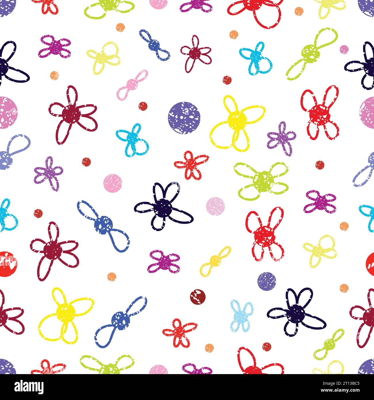 flowers crayon colorful doodle seamless pattern vector Stock Vector ...