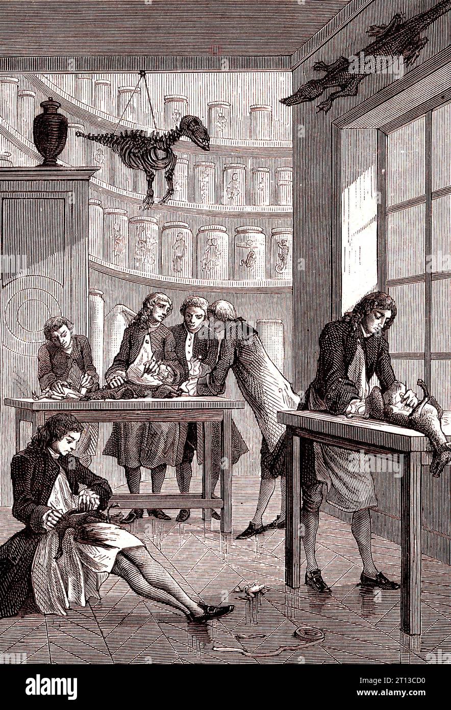 Illustration of the laboratory of Albrecht von Haller (1708-1777 ...