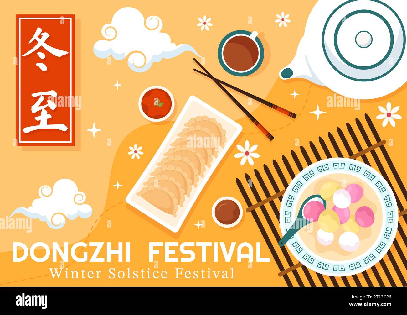 Dongzhi or Winter Solstice Festival Vector Illustration on December 22 ...
