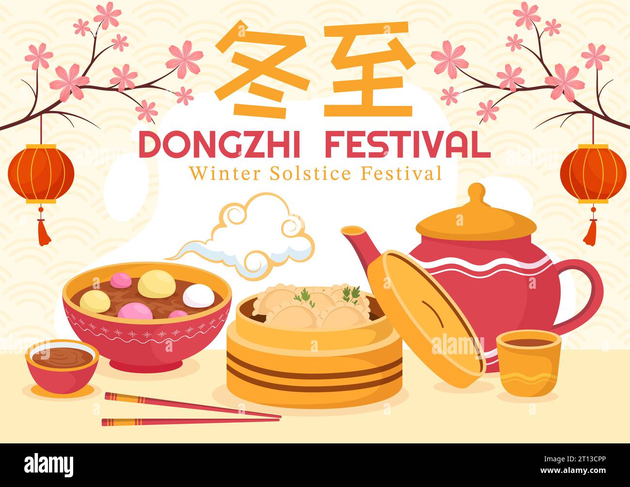 Dongzhi or Winter Solstice Festival Vector Illustration on December 22 ...