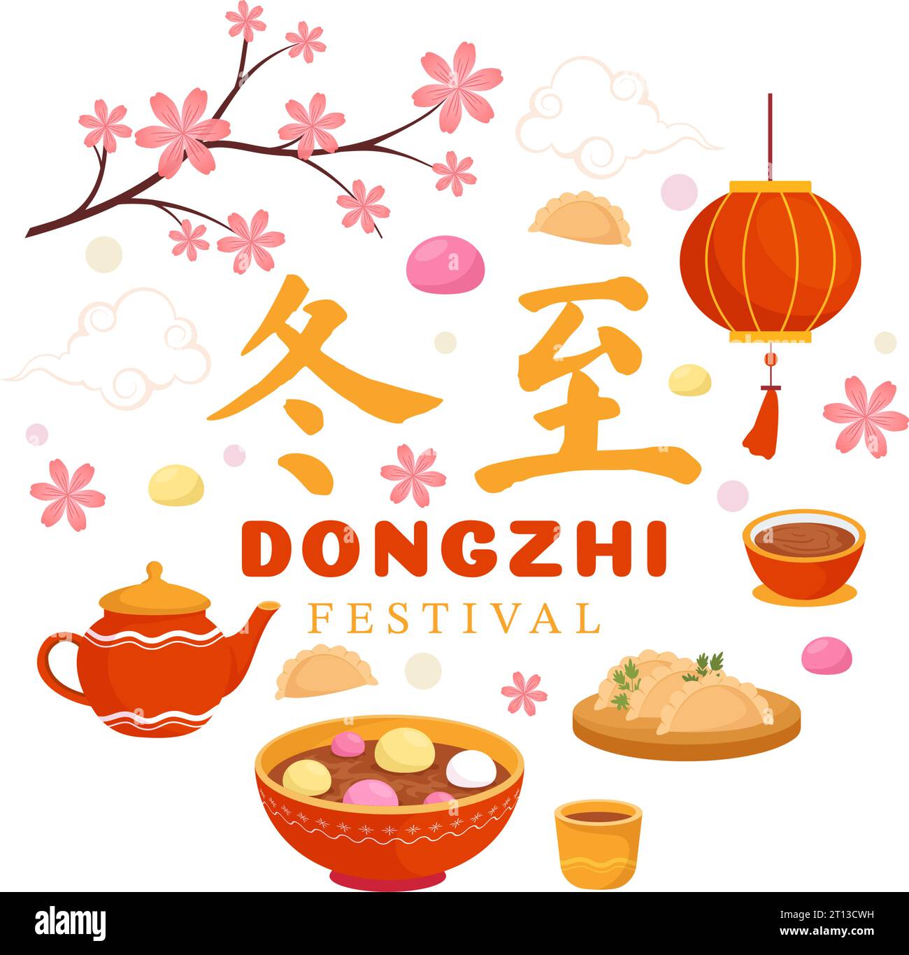 Dongzhi or Winter Solstice Festival Vector Illustration on December 22 ...