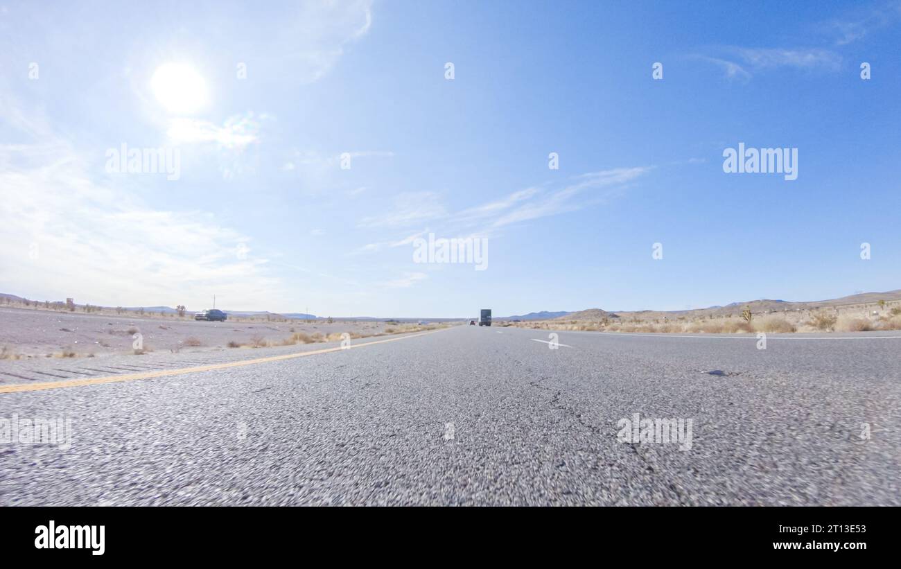 Daytime Road Trip: Nevada to California on HWY 15 Stock Photo - Alamy
