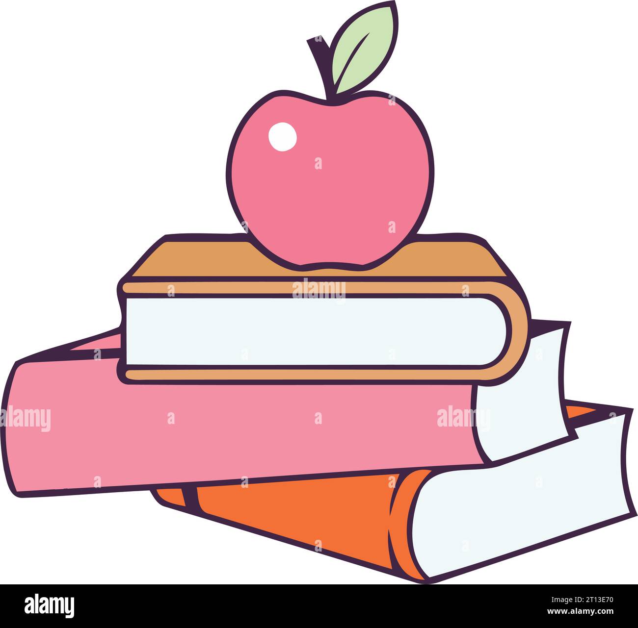 back to school books and apple Stock Vector Image & Art - Alamy