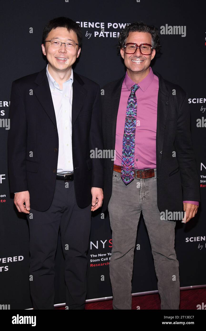 New York, USA. 10th Oct, 2023. (L-R) Feng Zhang and Derrick Rossi attend the New York Stem Cell ...